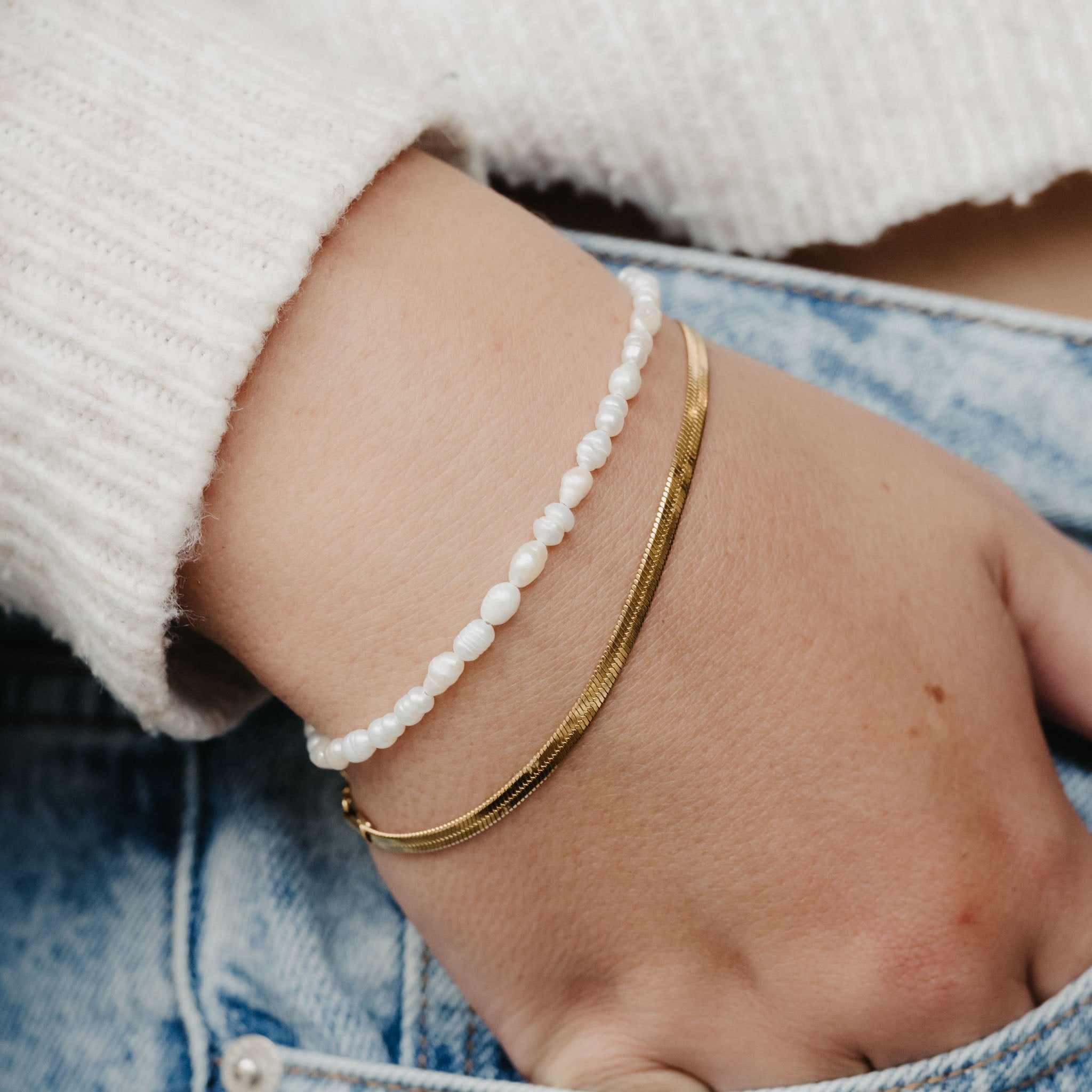 Pearl and Gold Bracelet Stack – Porthcawl Marine Online